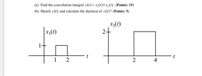 Solved (a) Find the convolution integral c(t)=x1(t)∗x2(t). | Chegg.com