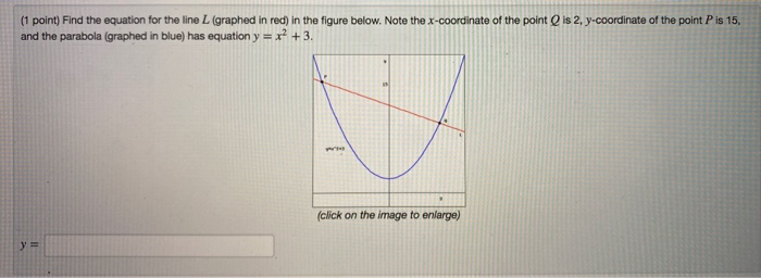 Solved (1 point) Find the equation for the line L (graphed | Chegg.com