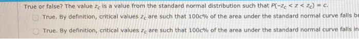 Solved True or false? The value Ze is a value from the | Chegg.com