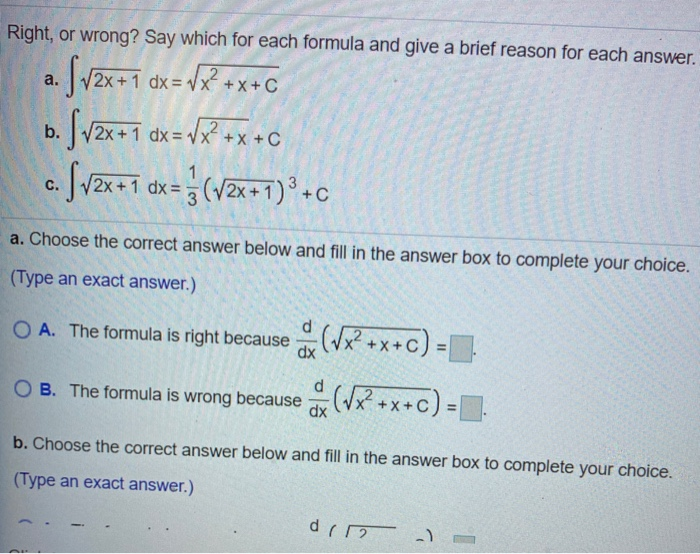 Solved Right, or wrong? Say which for each formula and give | Chegg.com