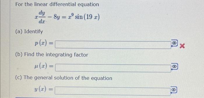 Solved For the linear differential equation | Chegg.com