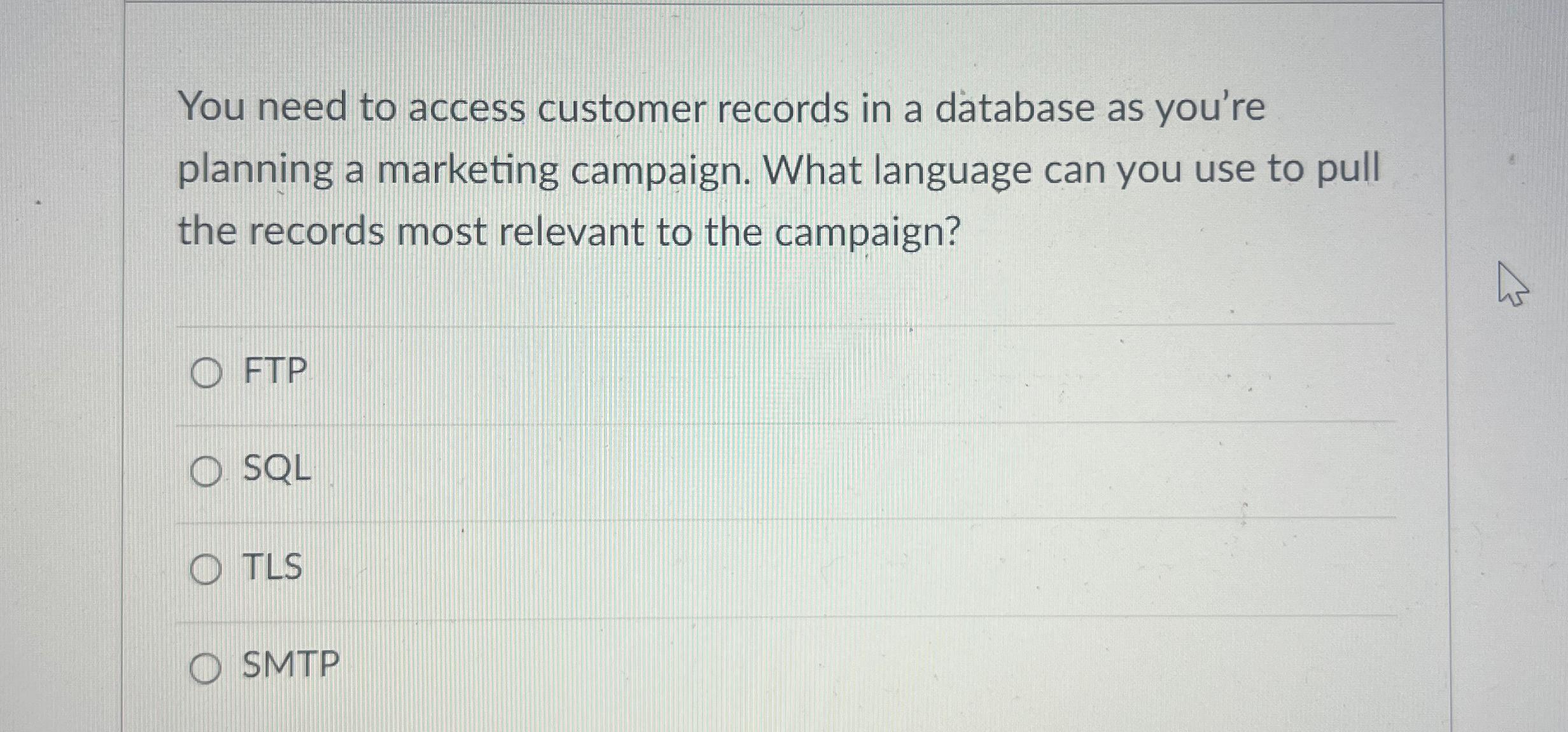 Solved You need to access customer records in a database as | Chegg.com