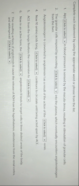 Solved Complete each statement by using the appropriate word | Chegg.com