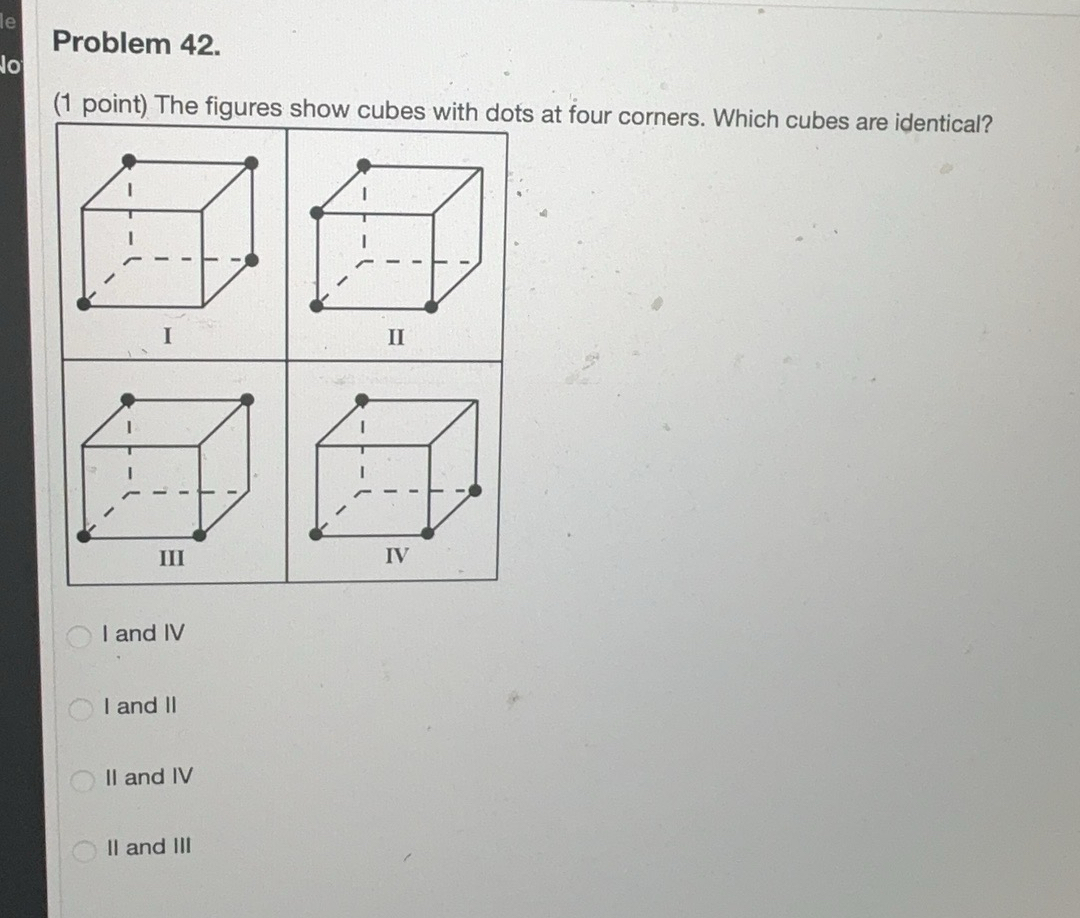 Solved Problem 42.(1 ﻿point) ﻿The figures show cubes with | Chegg.com