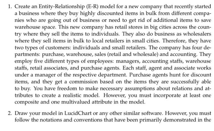 Solved 1. Create an Entity-Relationship (E-R) model for a | Chegg.com