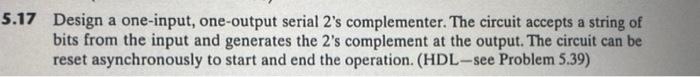 Solved 517 Design A One Input One Output Serial 2s 