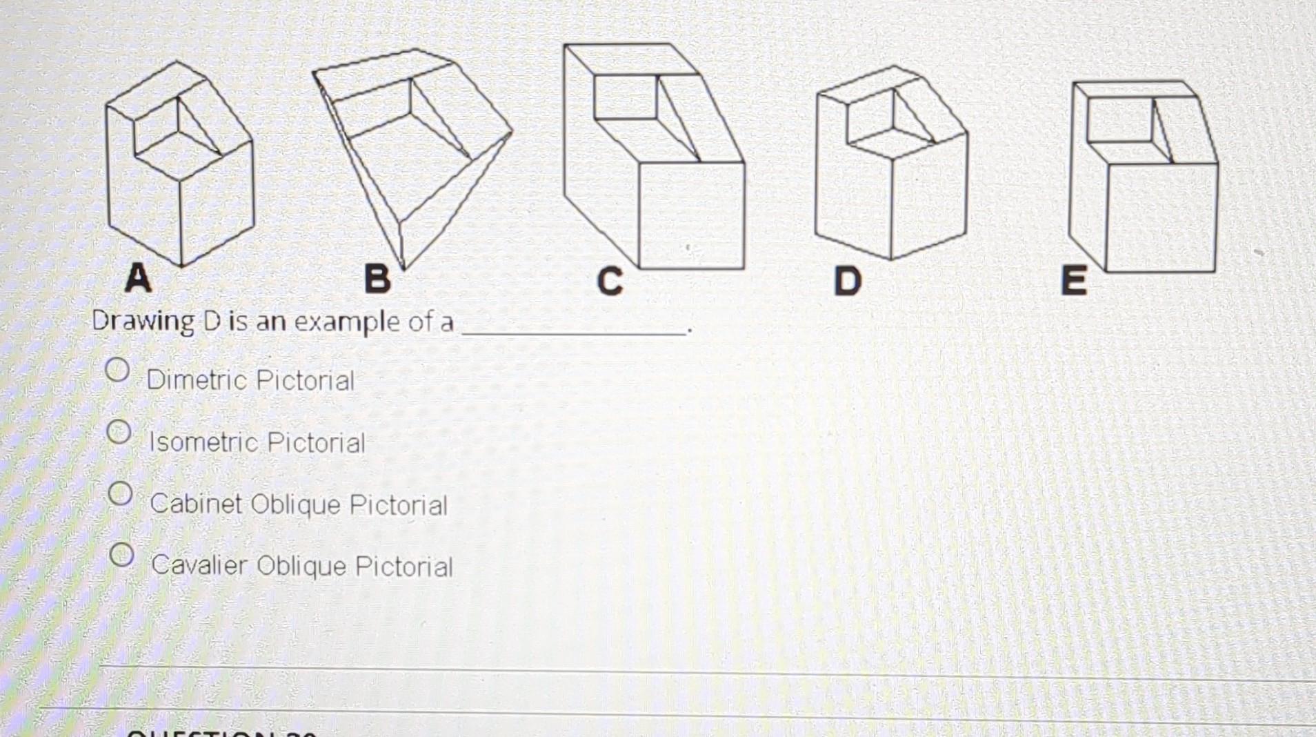 Solved Drawing D is an example of a Dimetric Pictorial | Chegg.com