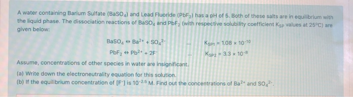 Solved A water containing Barium Sulfate (BaSOs) and Lead | Chegg.com