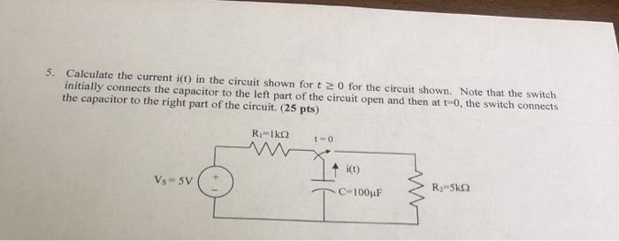 Solved 5. Calculate the current ift) in the circuit shown | Chegg.com