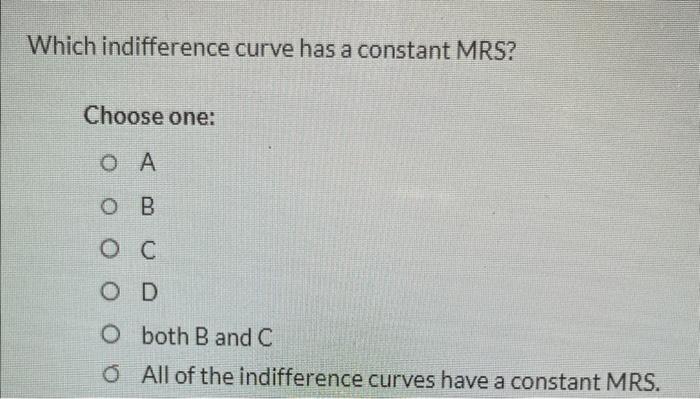 Solved Which indifference curve has a diminishing marginal | Chegg.com