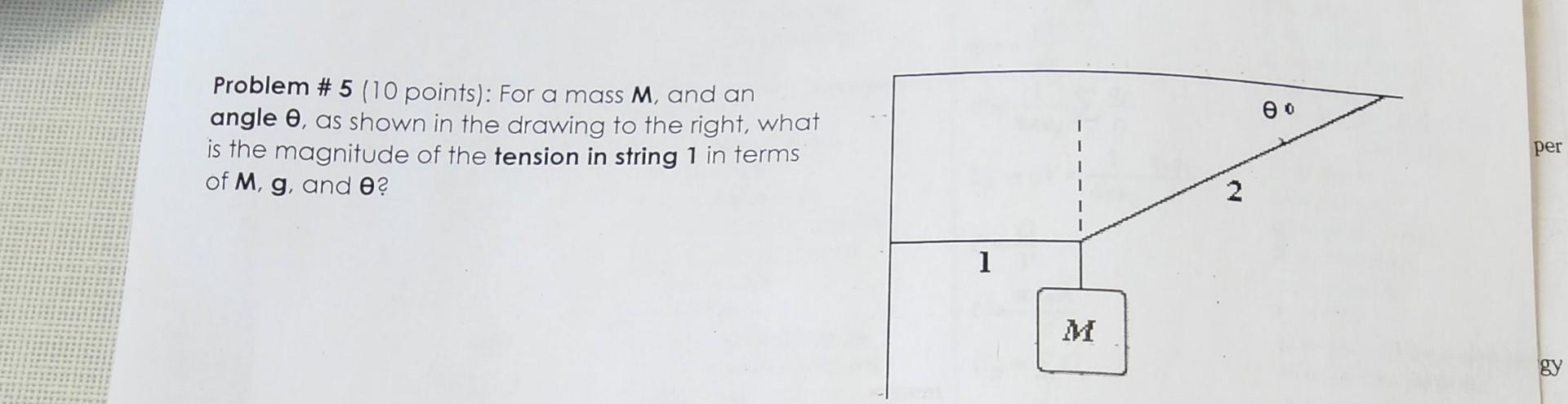 Solved Problem # 5 ( 10 points): For a mass M, and an angle | Chegg.com