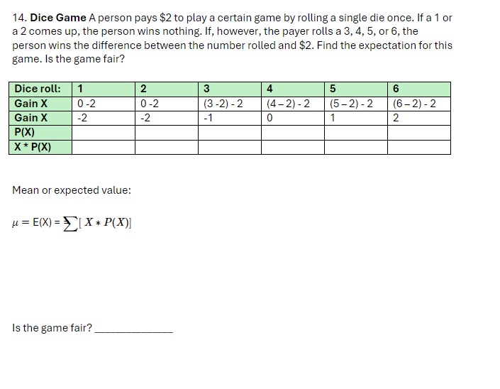 Solved Dice Game A person pays $2 ﻿to play a certain game by | Chegg.com