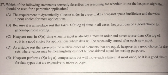 Solved 27. Which of the following statements correctly | Chegg.com