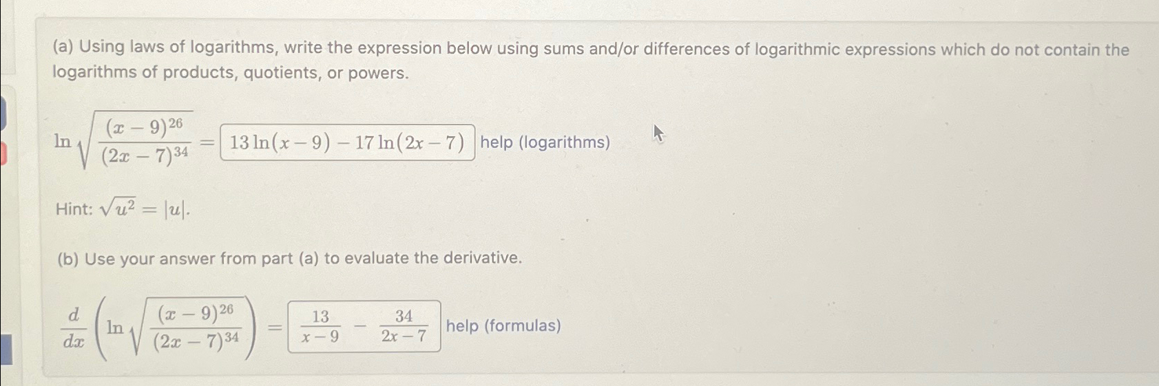 Solved (a) ﻿Using laws of logarithms, write the expression | Chegg.com
