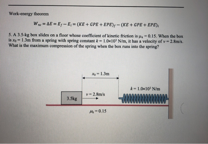 Solved Work-energy theorem W nc = AE = E,-E,= (KE+GPE + | Chegg.com
