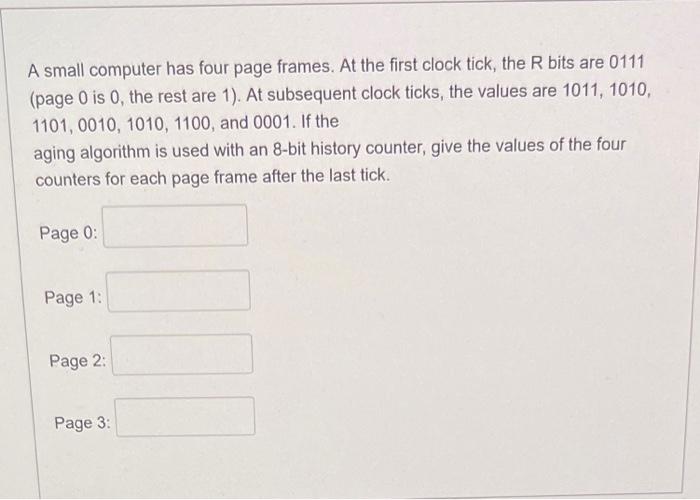 Solved A small computer has four page frames. At the first | Chegg.com