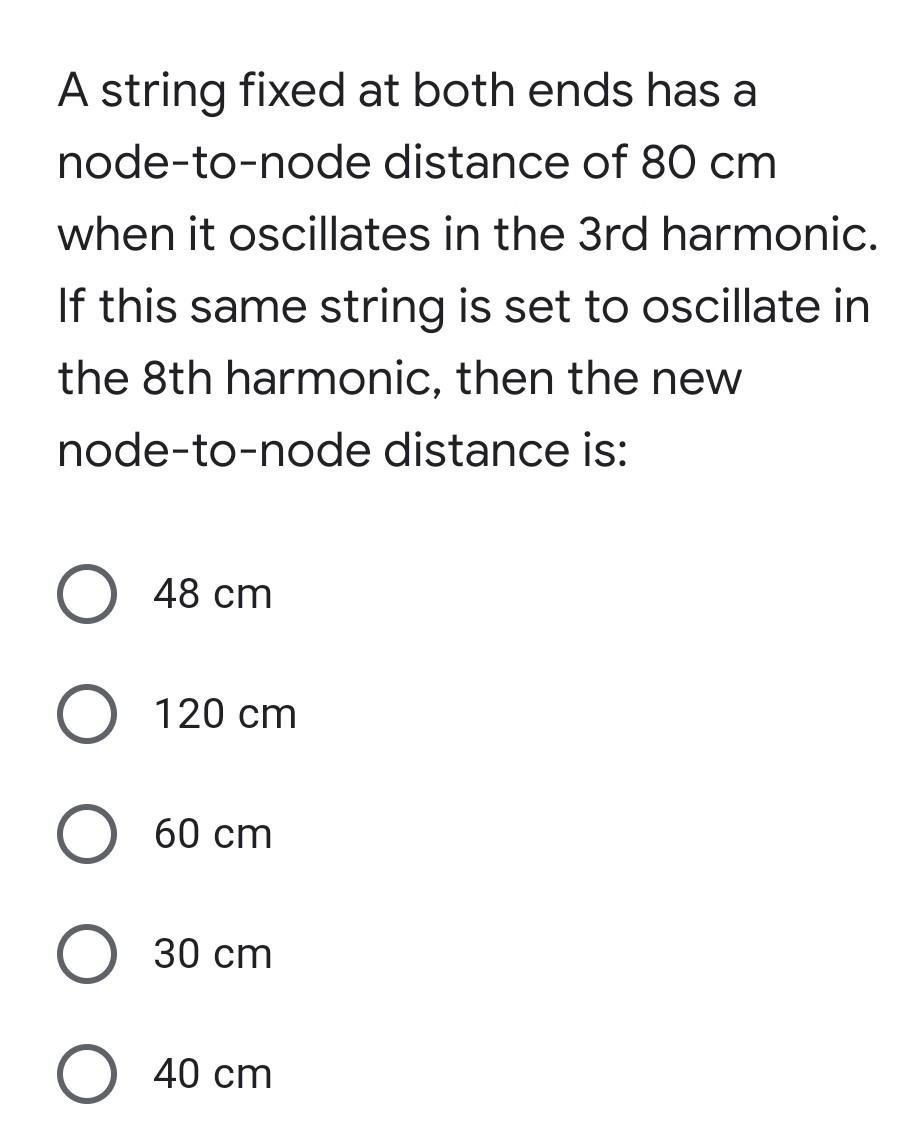 Solved A string fixed at both ends has a node-to-node | Chegg.com