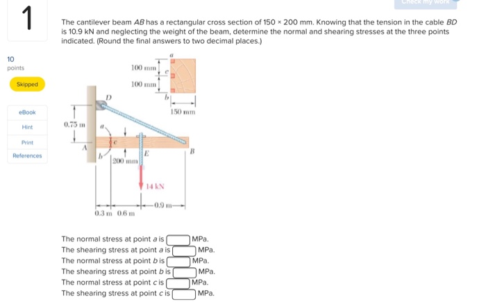 Solved The cantilever beam AB has a rectangular cross | Chegg.com