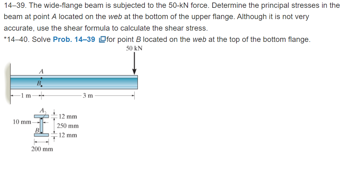Solved 14-39. ﻿The wide-flange beam is subjected to the | Chegg.com