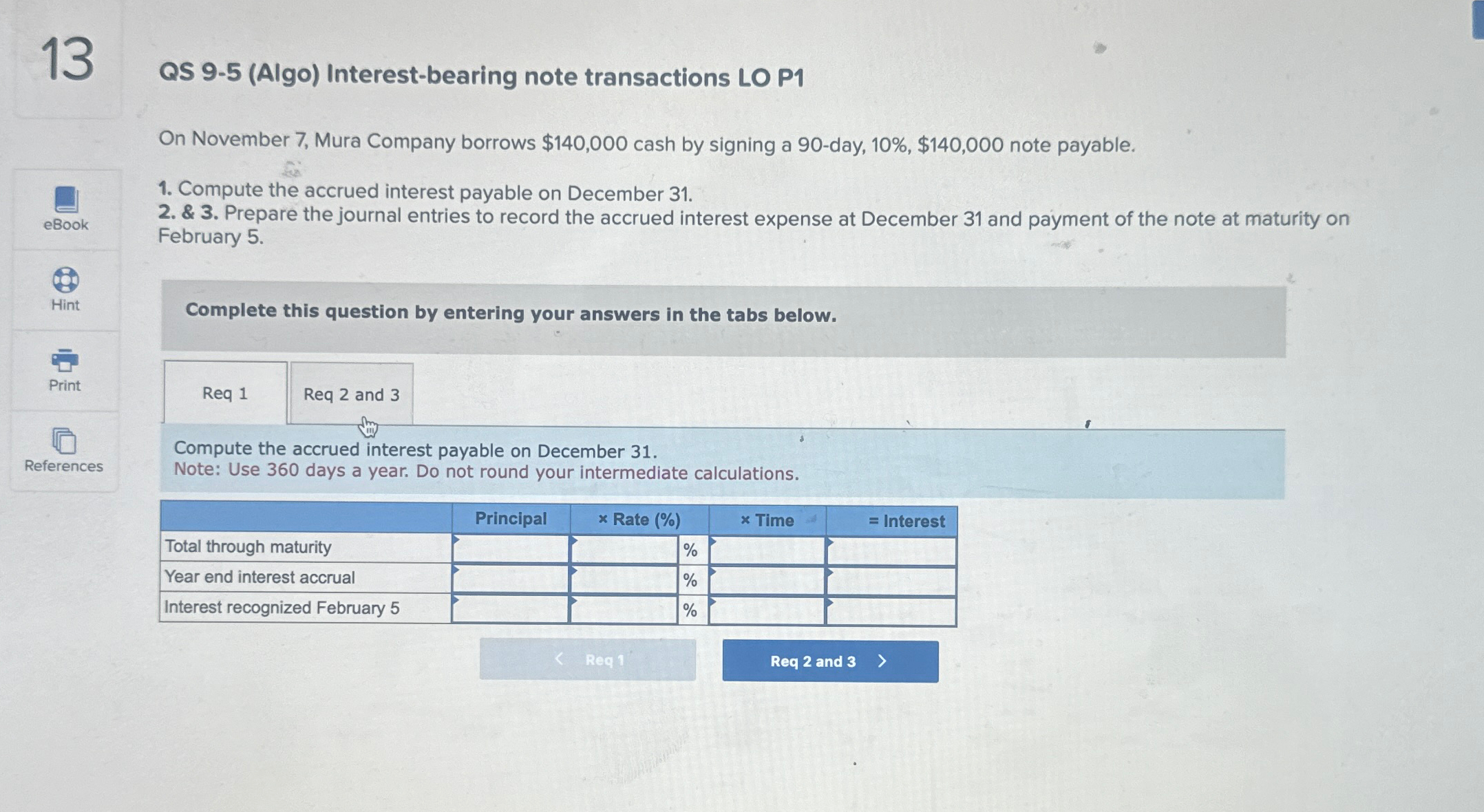 Solved 13 ﻿QS 9-5 (Algo) ﻿Interest-bearing note transactions | Chegg.com