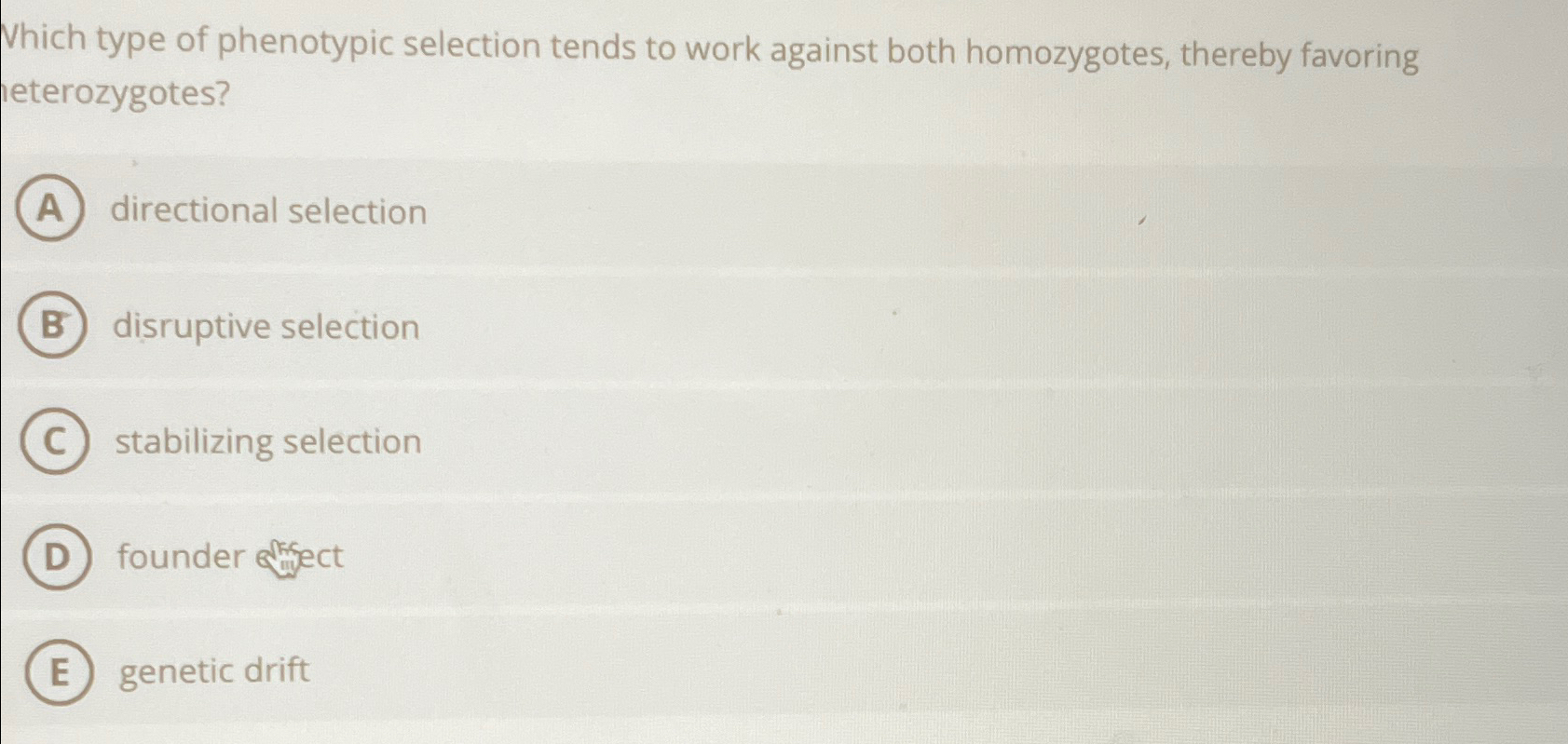 Solved Which type of phenotypic selection tends to work | Chegg.com