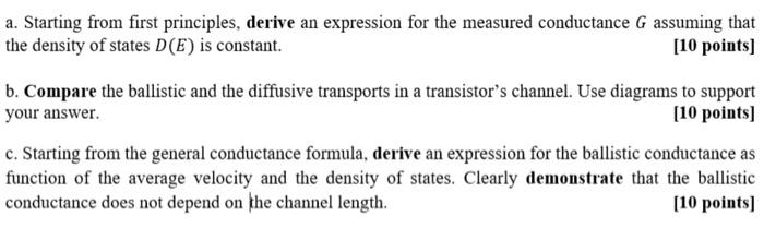 Solved a. Starting from first principles, derive an | Chegg.com