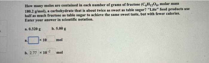 Solved how many moles are contained in each number of grams | Chegg.com