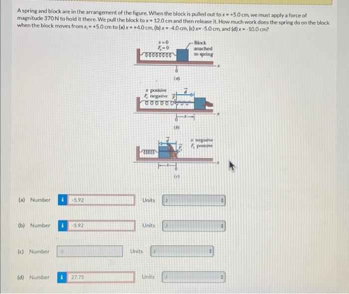 Solved A spring and block are in the arrangement of the | Chegg.com
