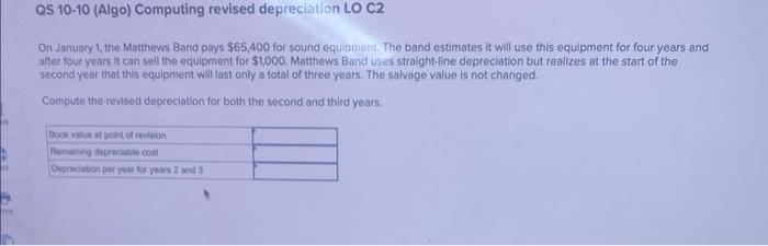 Solved OS 10-10 (Algo) Computing revised depreciation LO C2 | Chegg.com