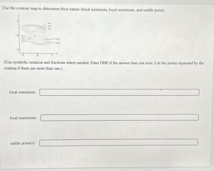 Use the contour map to determine their nature (local | Chegg.com