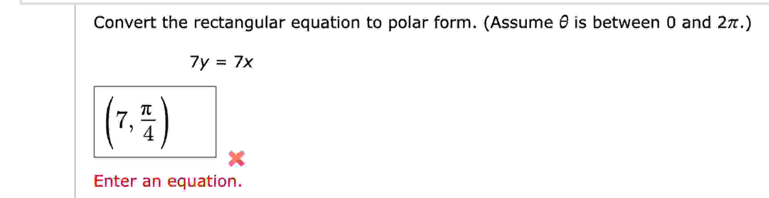 Solved Convert the rectangular equation to polar form. | Chegg.com