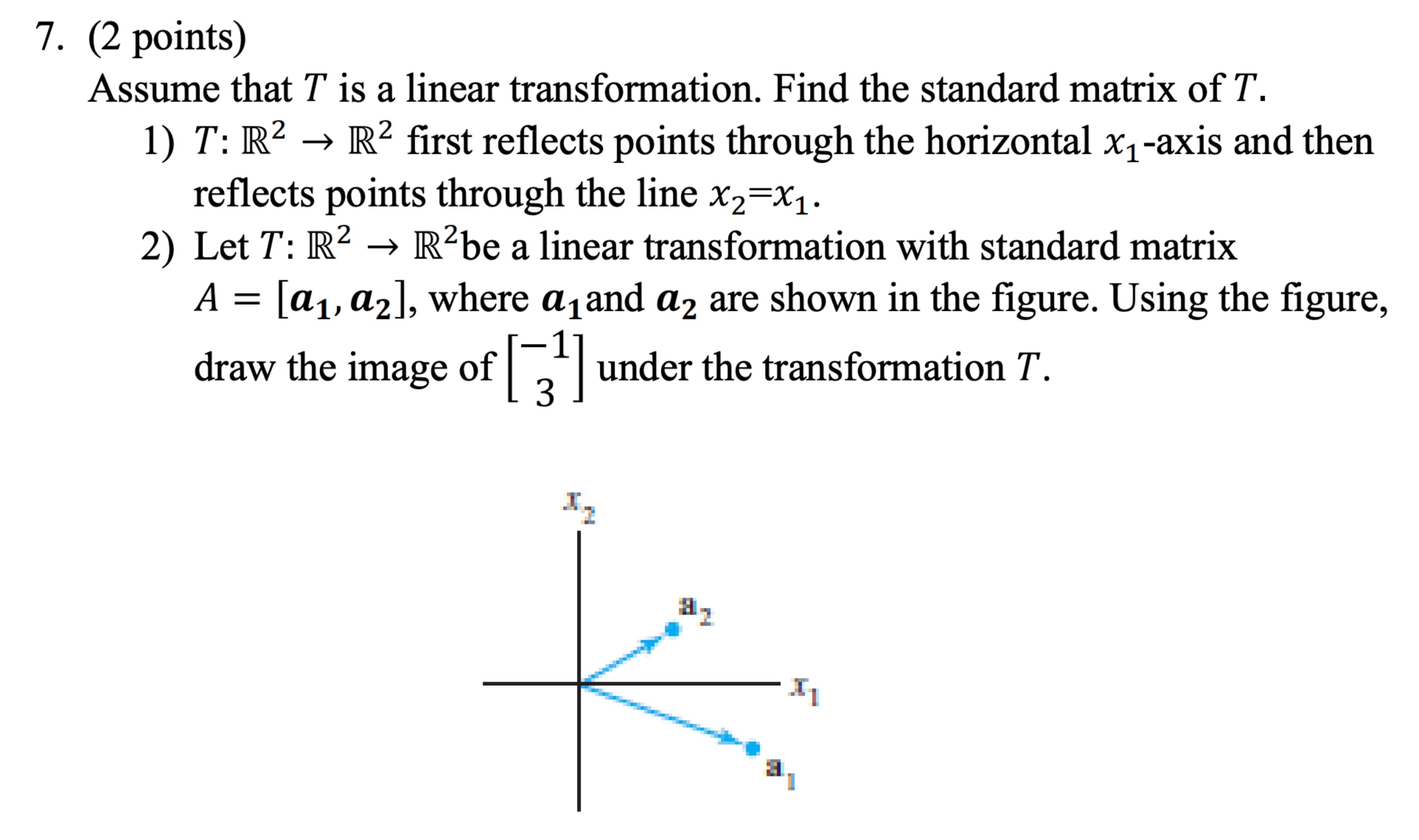 Solved (2 ﻿points)Assume that T ﻿is a linear transformation. | Chegg.com