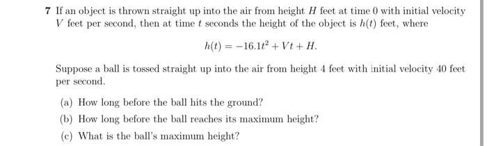 Solved If an object is thrown straight up into the air from | Chegg.com