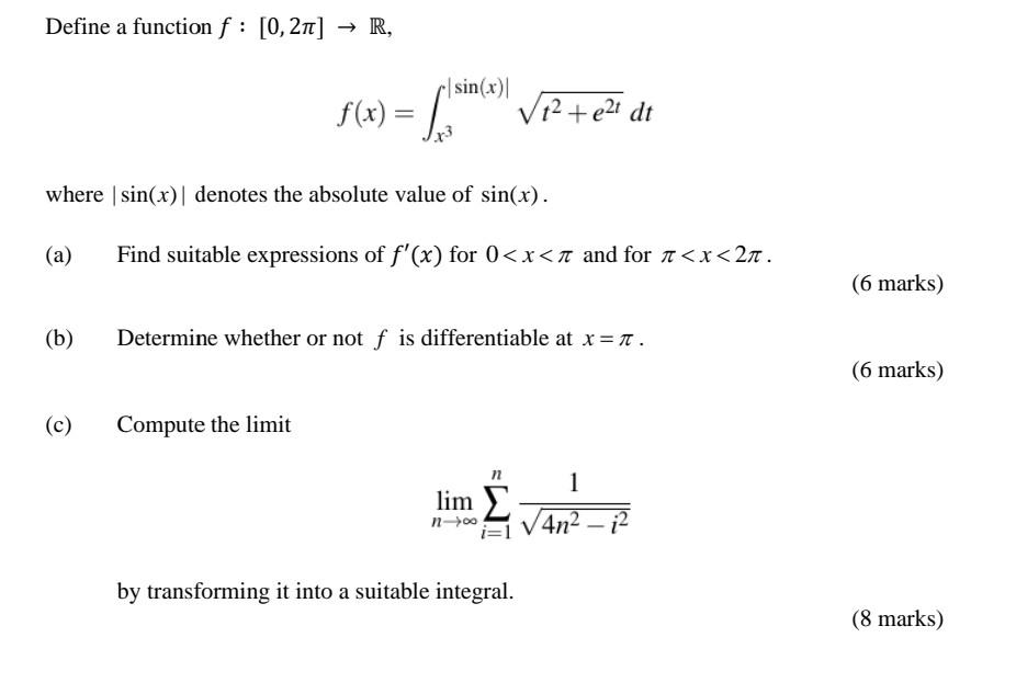Solved Define a function f:[0,2π]→R, | Chegg.com
