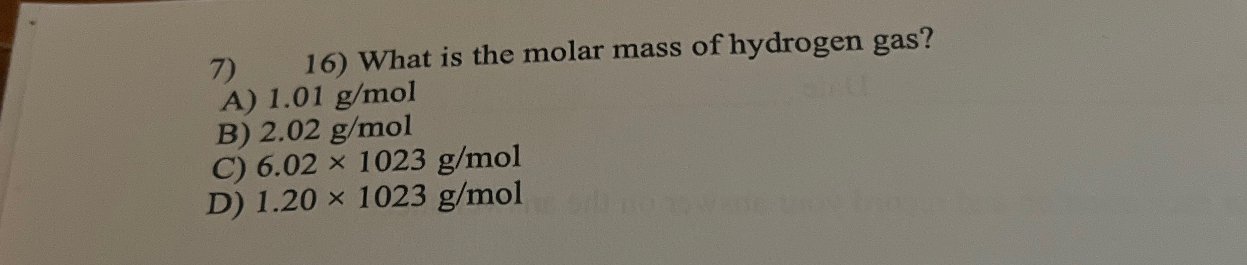 Solved What is the molar mass of hydrogen | Chegg.com