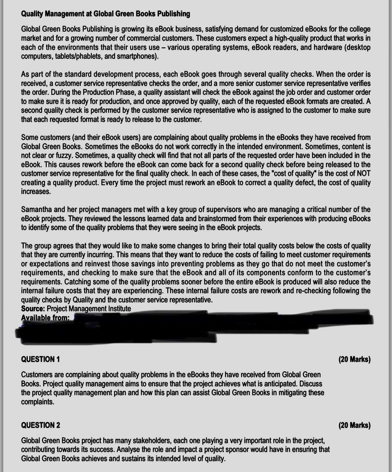 Solved Quality Management at Global Green Books | Chegg.com