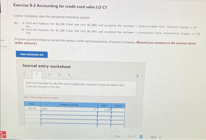 Solved Exercise 9-2 Accounting for credit card sales LO C1 | Chegg.com