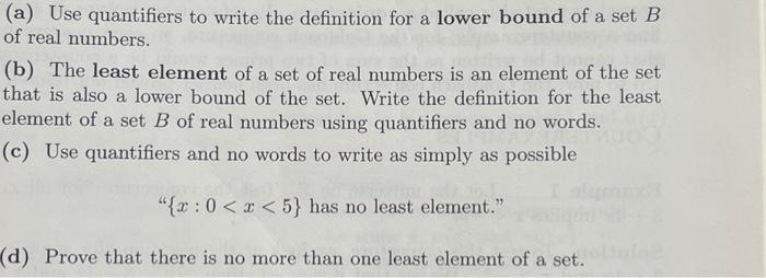 Solved (a) Use quantifiers to write the definition for a | Chegg.com