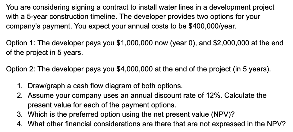 Solved You are considering signing a contract to install | Chegg.com