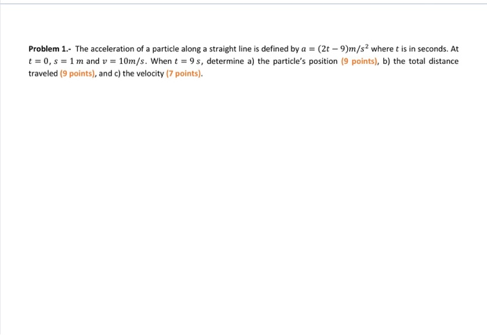 Solved Problem 1.- The acceleration of a particle along a | Chegg.com