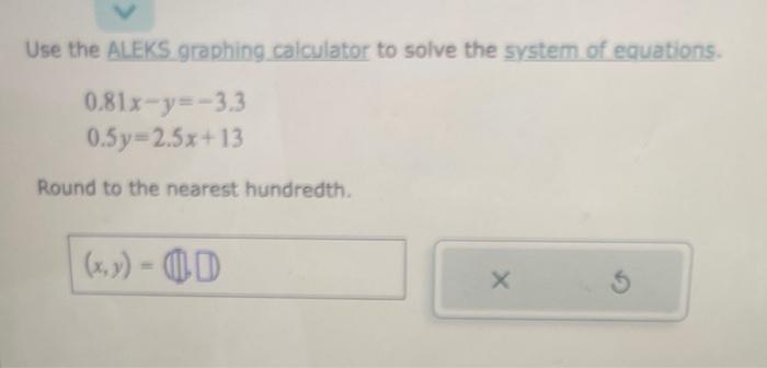 Solved Use the ALEKS graphing calculator to solve the system | Chegg.com