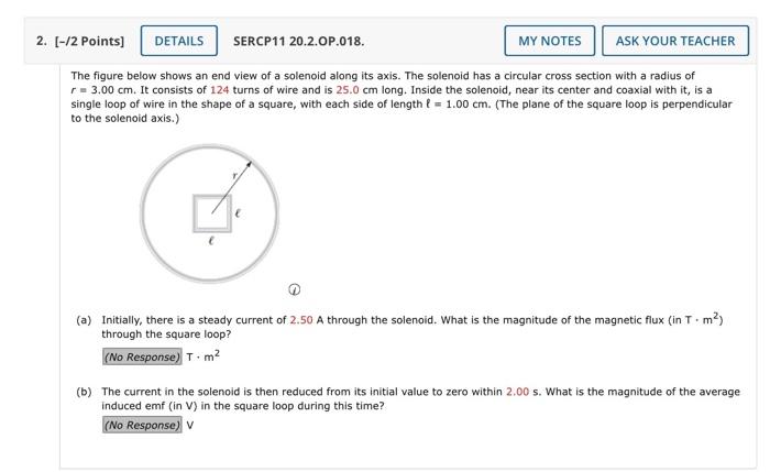 Solved The Figure Below Shows An End View Of A Solenoid
