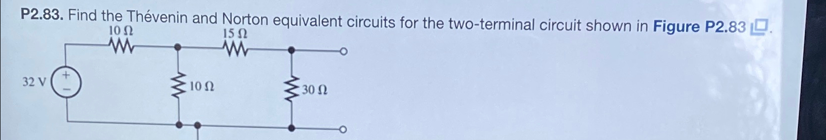 Solved P2.83. ﻿Find the Thévenin and Norton equivalent | Chegg.com