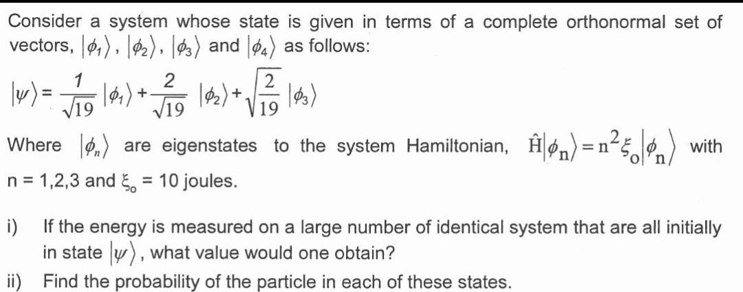 Solved 1 3 Consider a system whose state is given in terms | Chegg.com