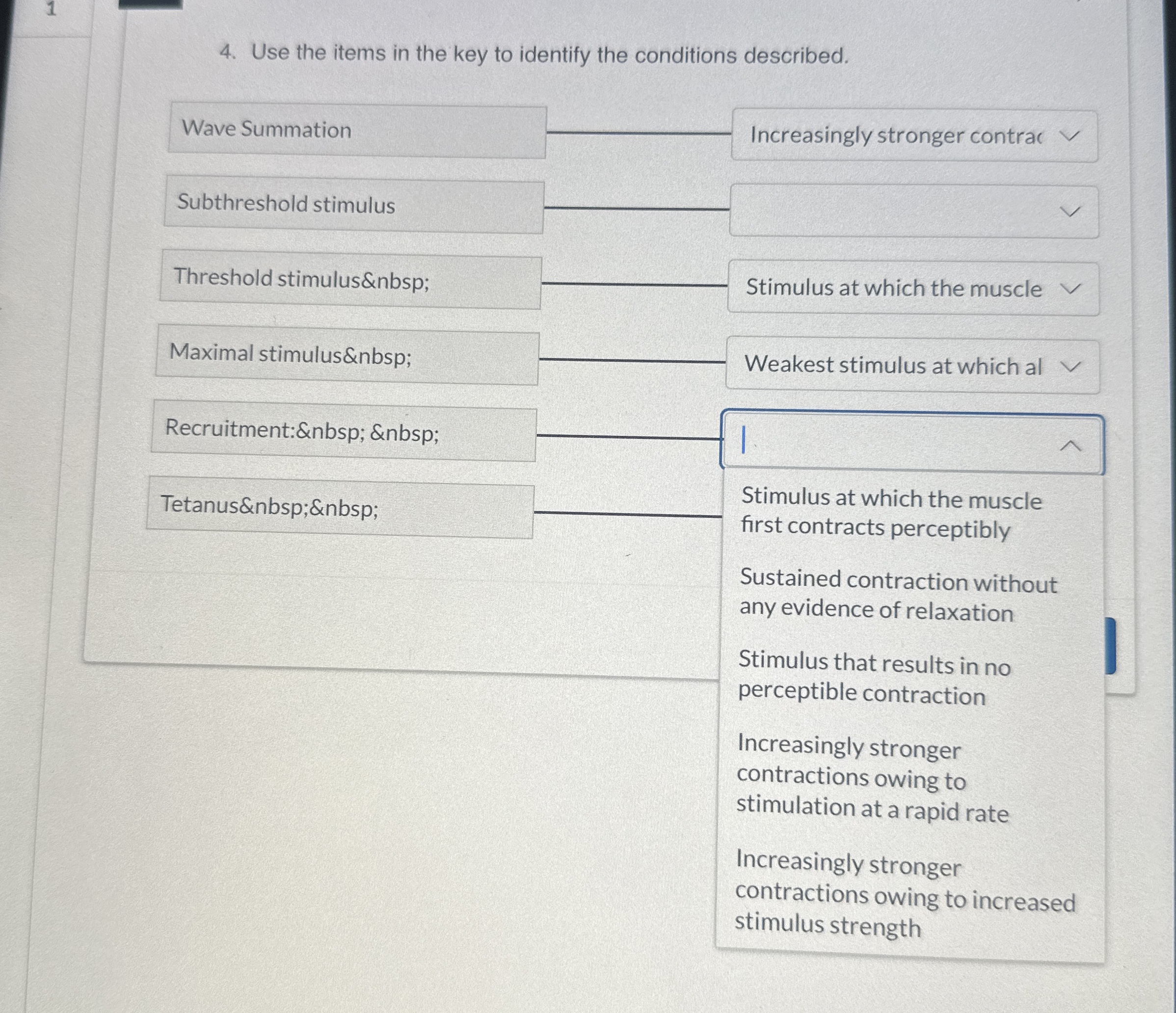 Solved Use the items in the key to identify the conditions | Chegg.com