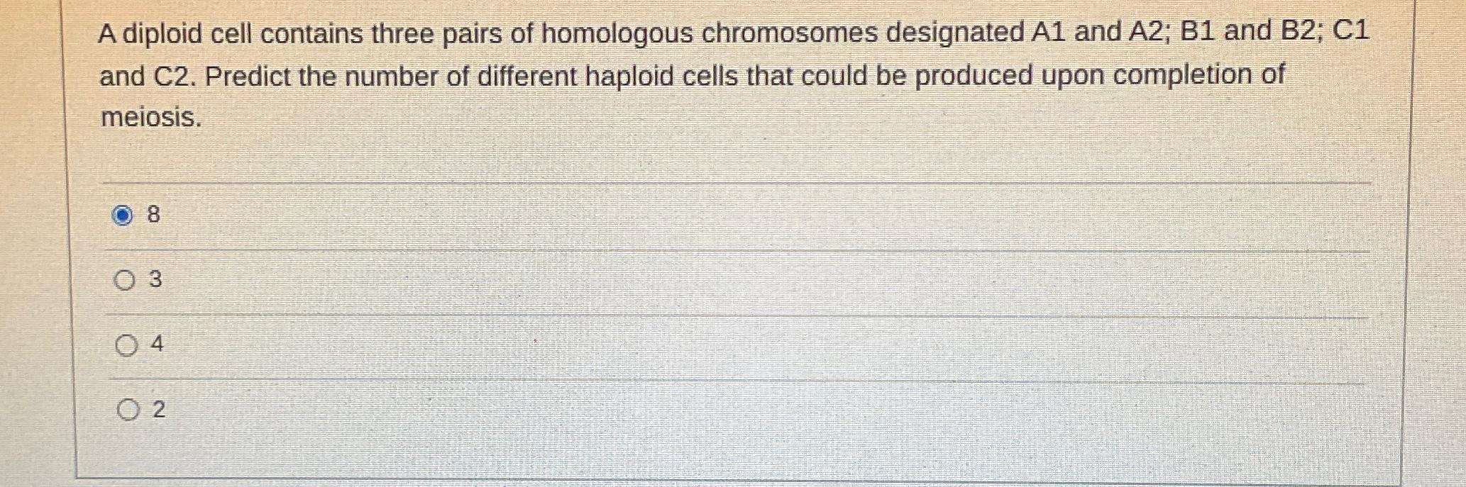 Solved A diploid cell contains three pairs of homologous | Chegg.com