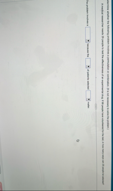 Solved etermine whether the following problem involves a | Chegg.com