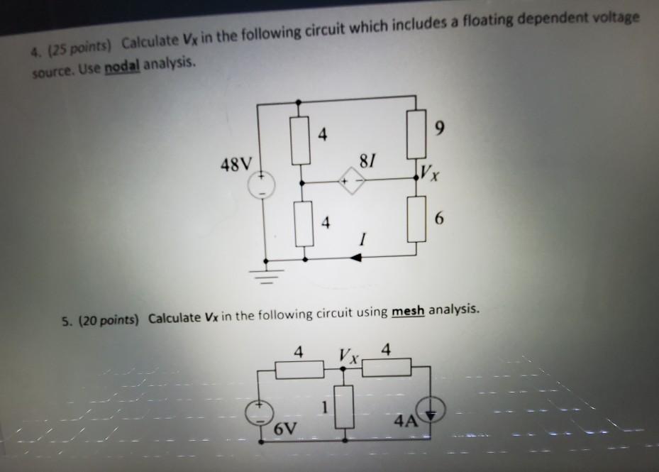 Solved 4. (25 points) Calculate Vy in the following circuit | Chegg.com