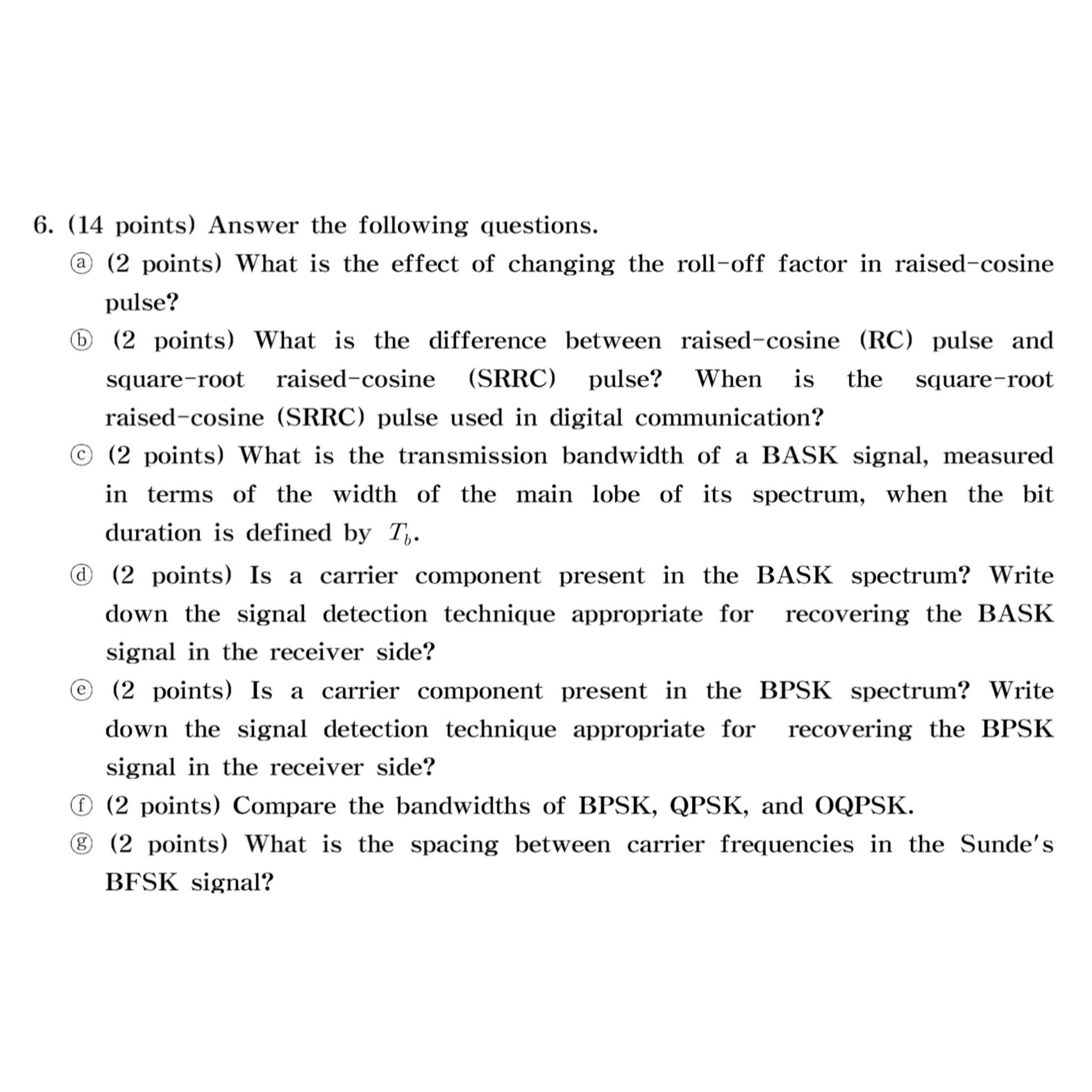 Solved (14 ﻿points) ﻿Answer the following questions.(a) (2 | Chegg.com