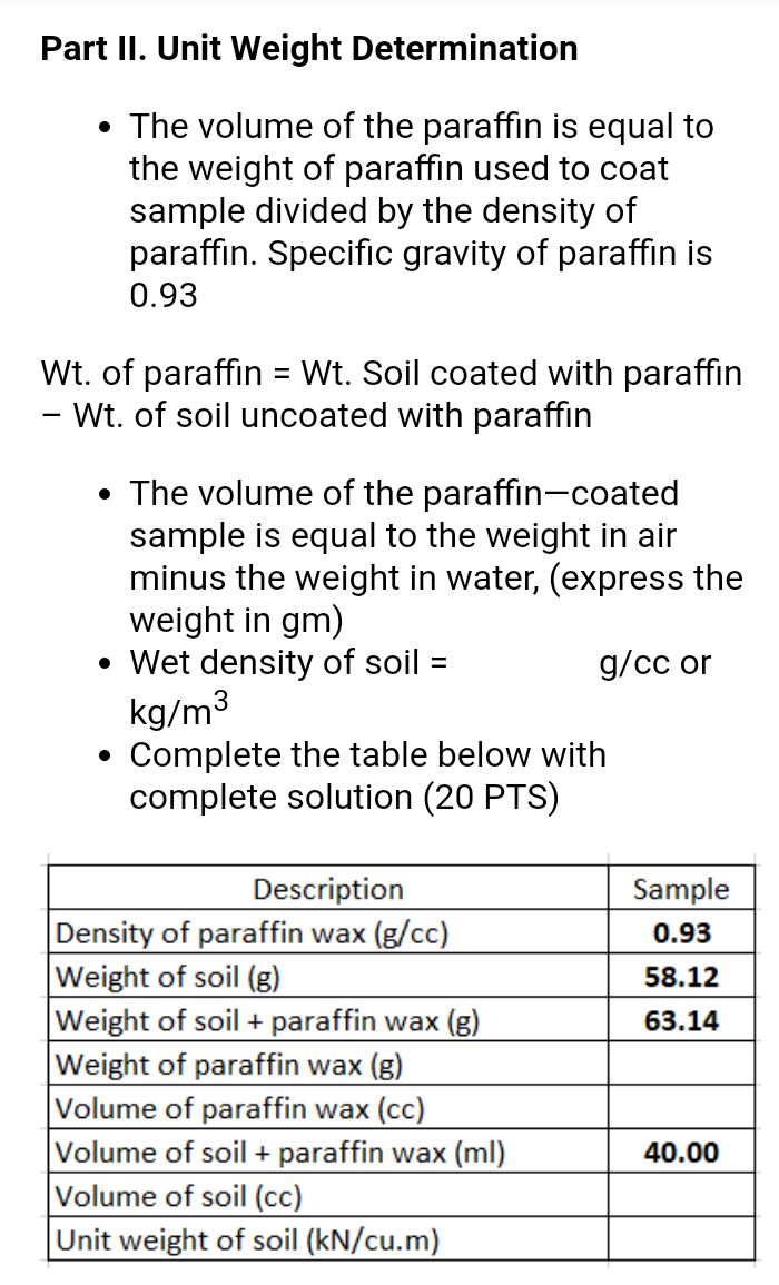 Solved Part I. Water Content Determination Water Content | Chegg.com